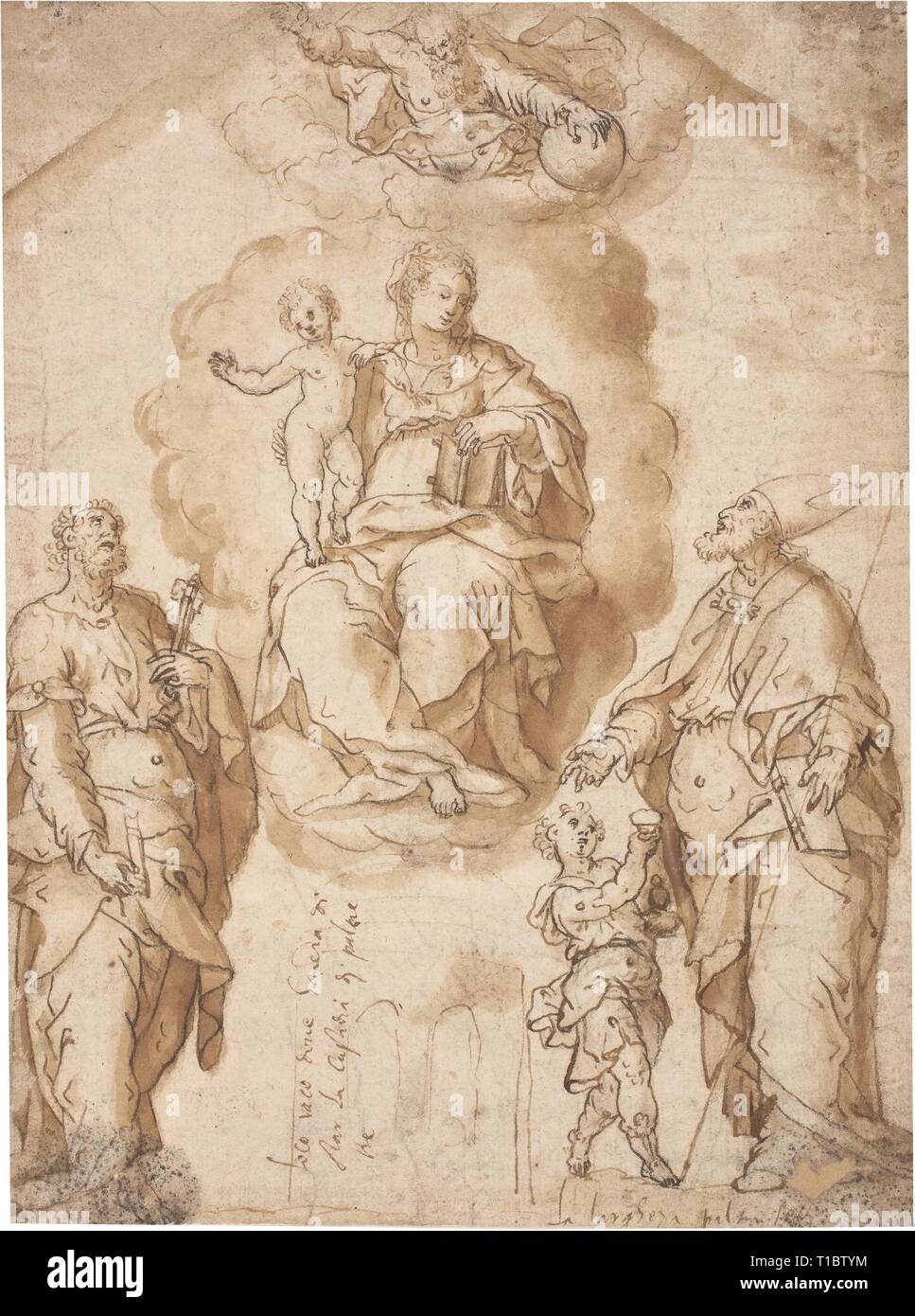 Anonymous / 'The Virgin and Child appearing to Sts. Peter and Augustine ...