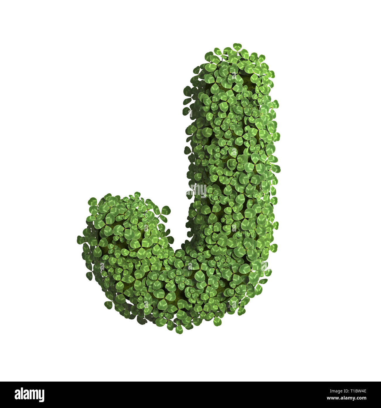 clover letter J - large 3d spring font isolated on white background ...