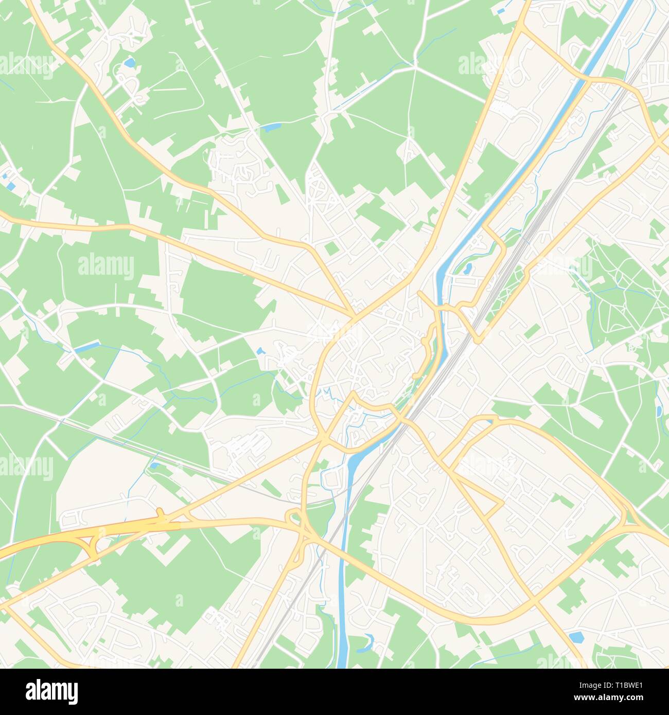 Printable map of Halle , Belgium with main and secondary roads and ...