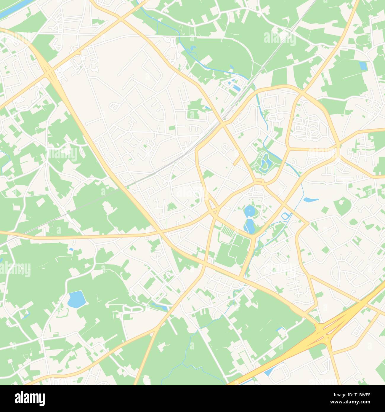 Printable map of Waregem, Belgium with main and secondary roads and ...