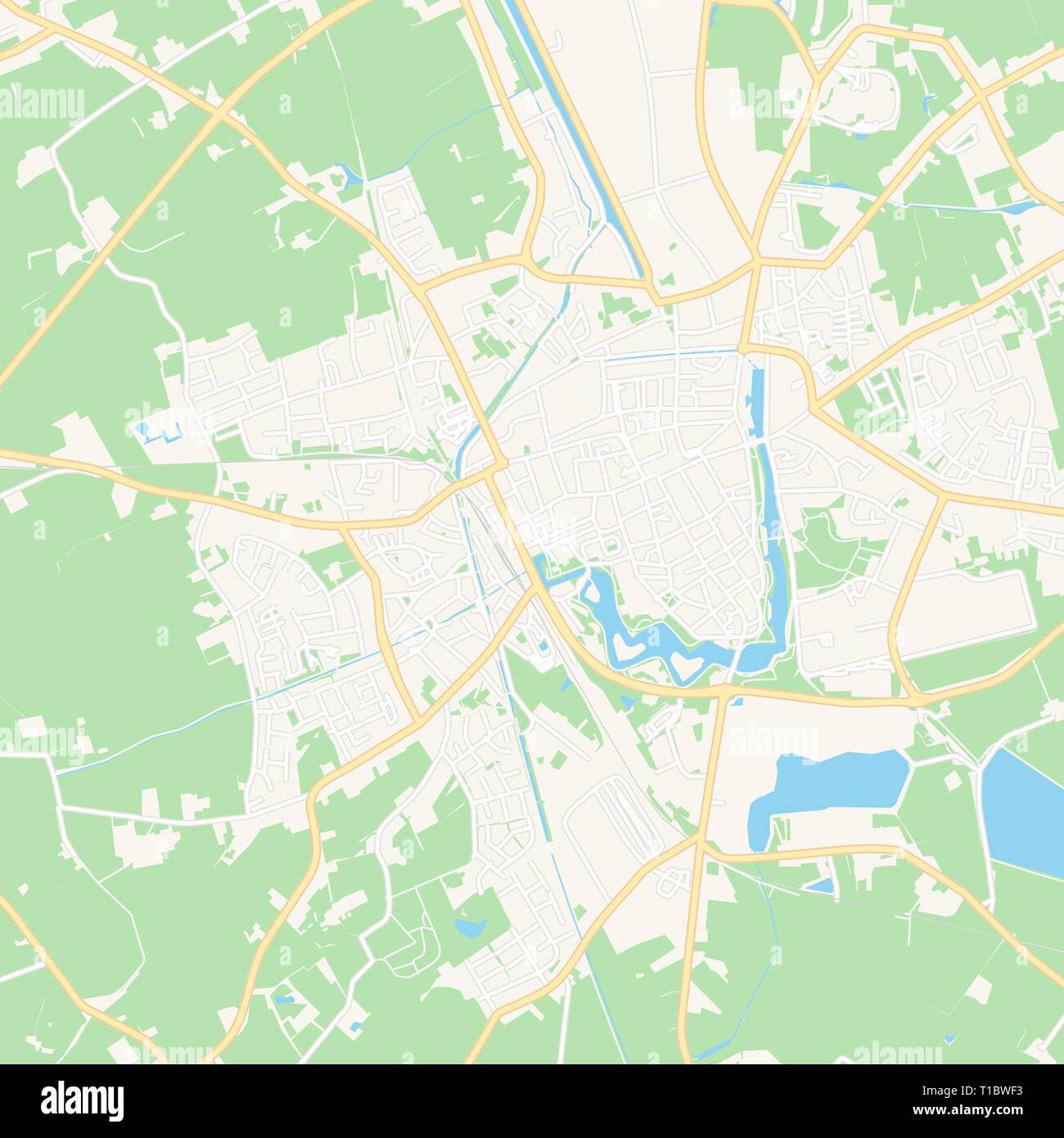 Printable map of Ypres , Belgium with main and secondary roads and ...