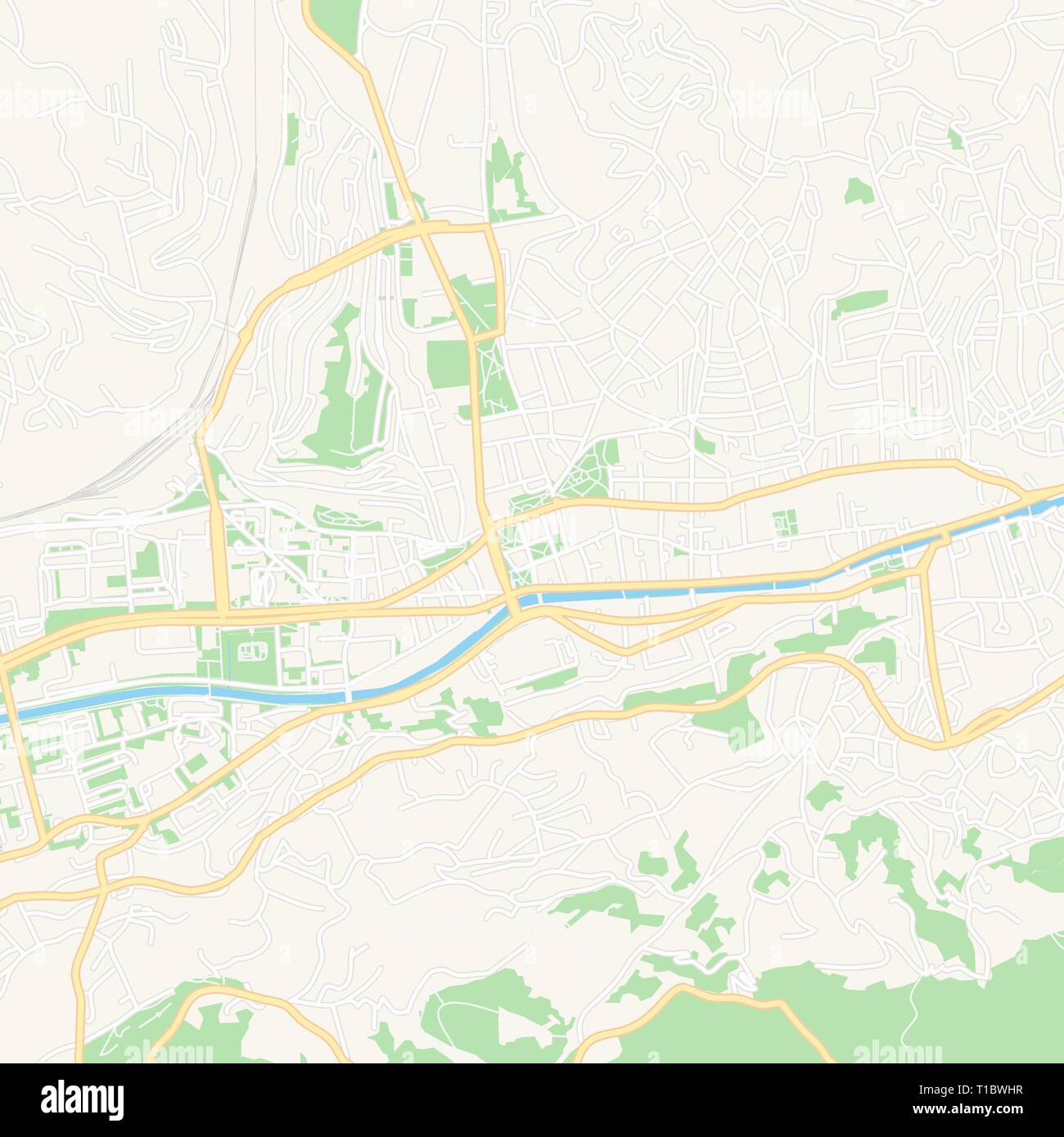 Printable map of Sarajevo, Bosnia and Herzegovina with main and ...