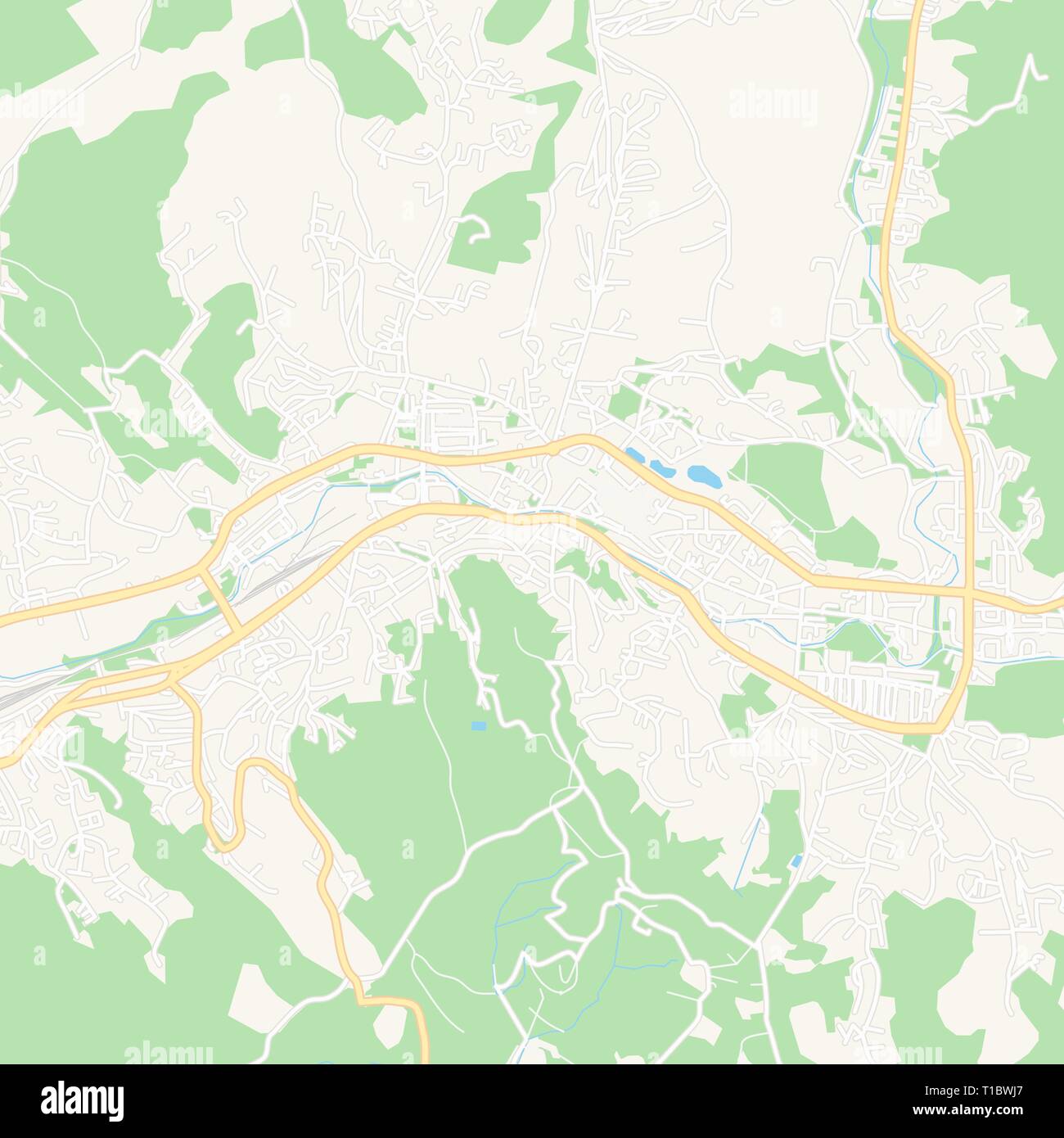 Printable map of Tuzla, Bosnia and Herzegovina with main and secondary ...