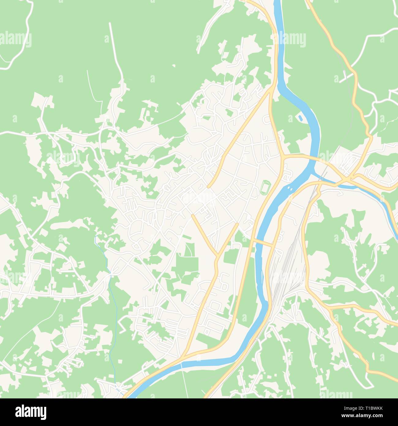 Printable map of Doboj, Bosnia and Herzegovina with main and secondary ...