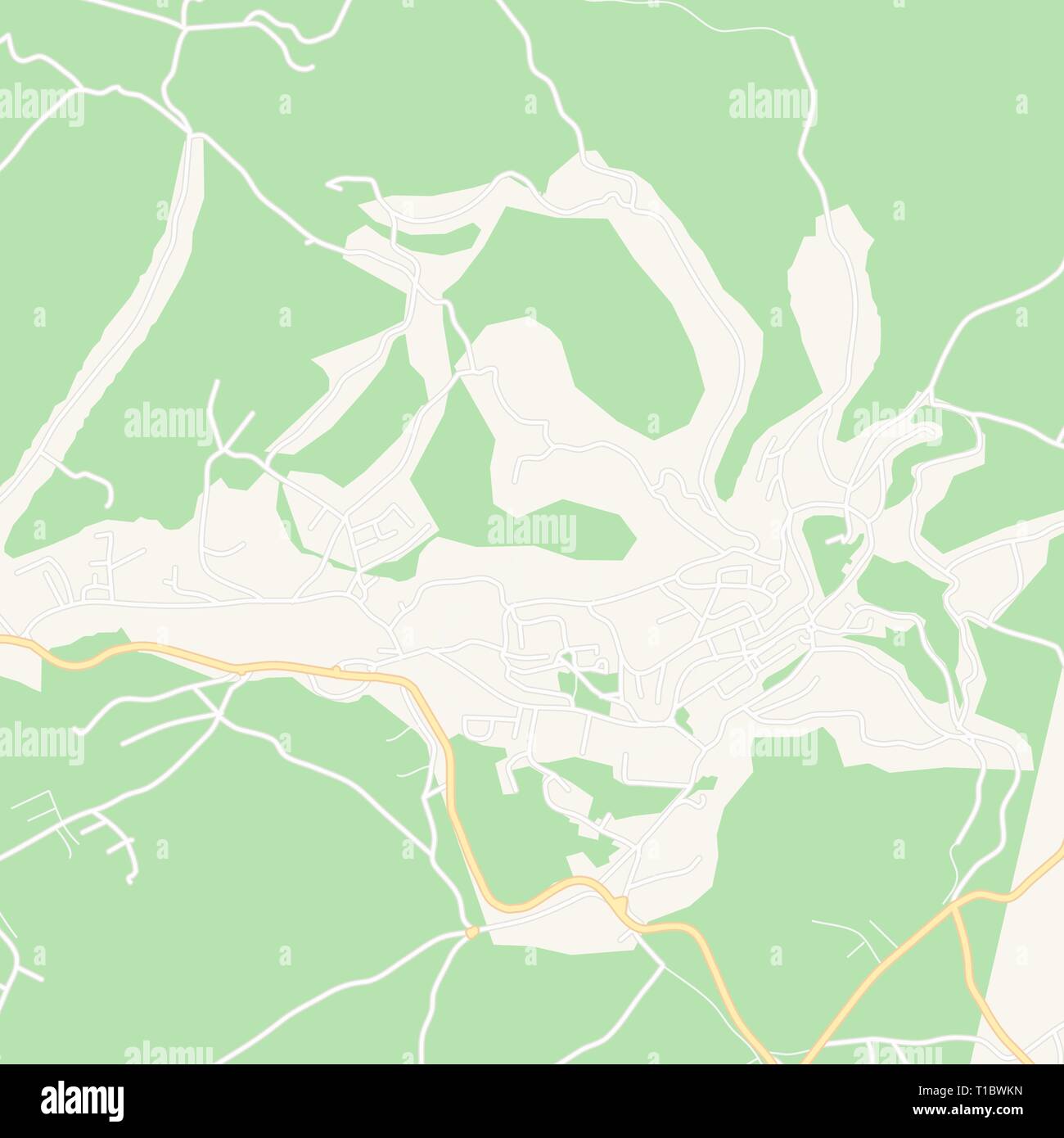 Printable map of Cazin, Bosnia and Herzegovina with main and secondary ...