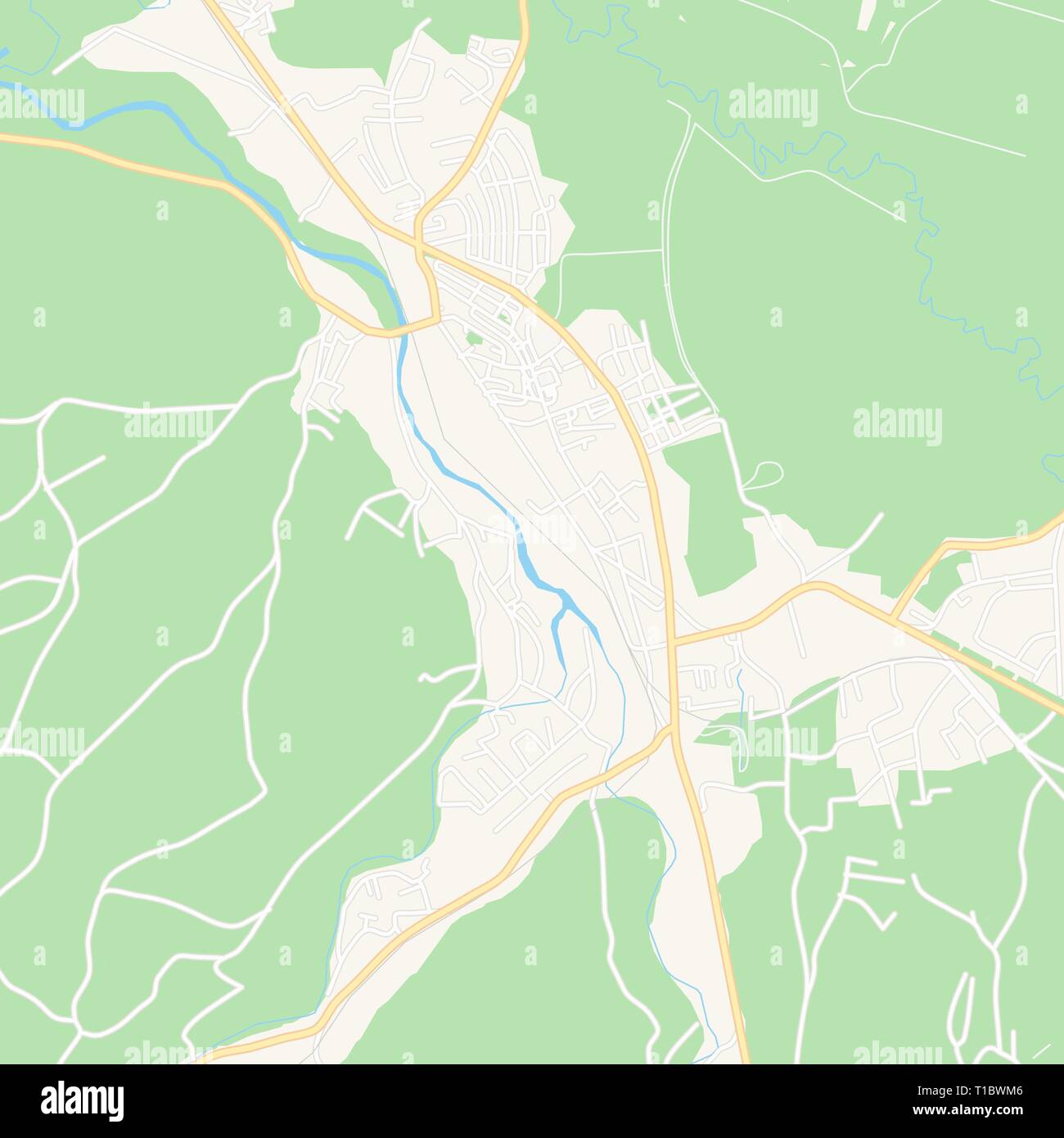 Printable map of Zivinice, Bosnia and Herzegovina with main and ...