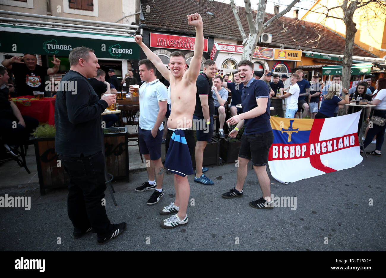 England fans outside a pub before the game during the UEFA Euro 2020 ...