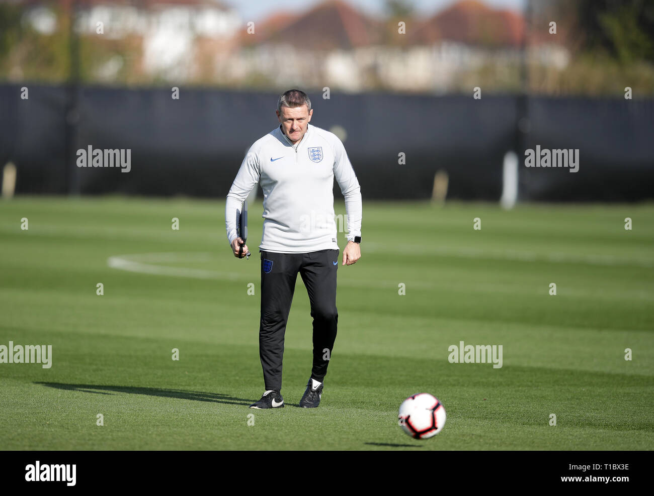England Under 21 manager Aidy Boothroyd during the training session at ...
