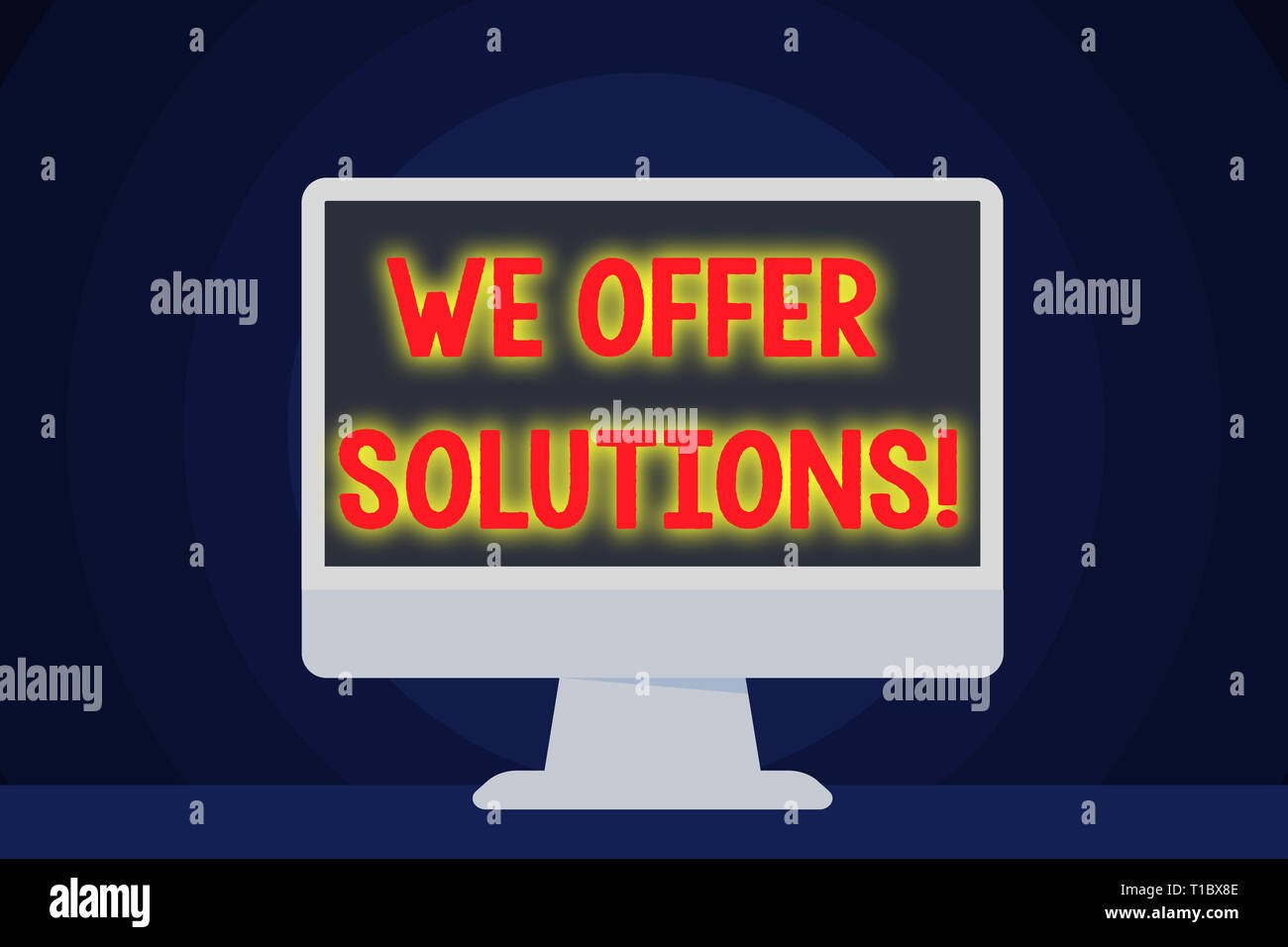 Text sign showing We Offer Solutions. Business photo text way to solve ...