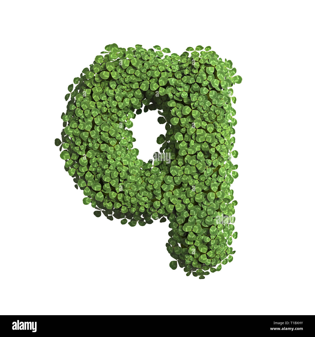 clover letter Q - Small 3d spring font isolated on white background ...