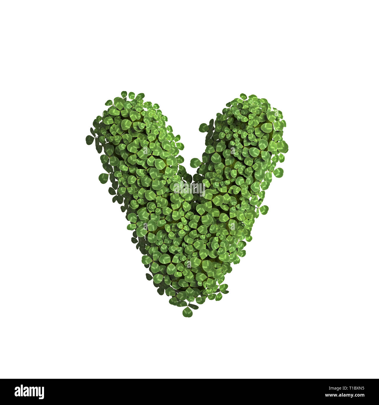 clover letter V - Small 3d spring font isolated on white background ...