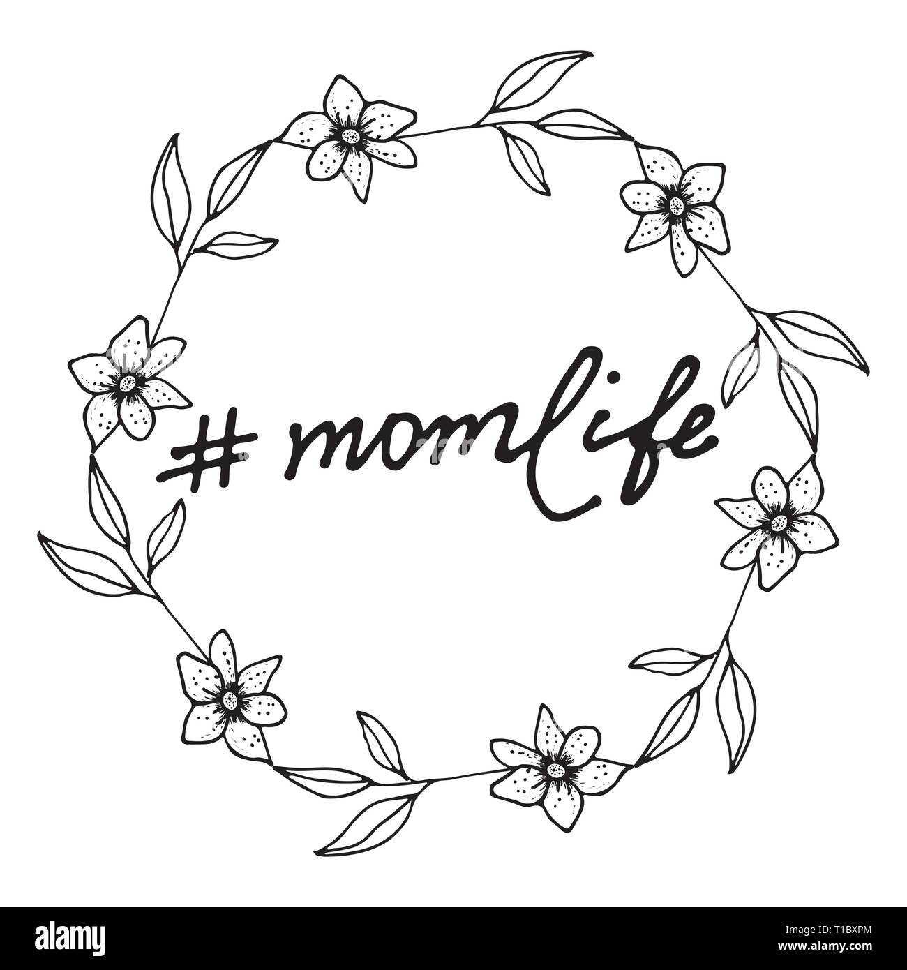 Vector Greeting Card For Gift Tag Decor. Mom Life Stock Vector Image ...