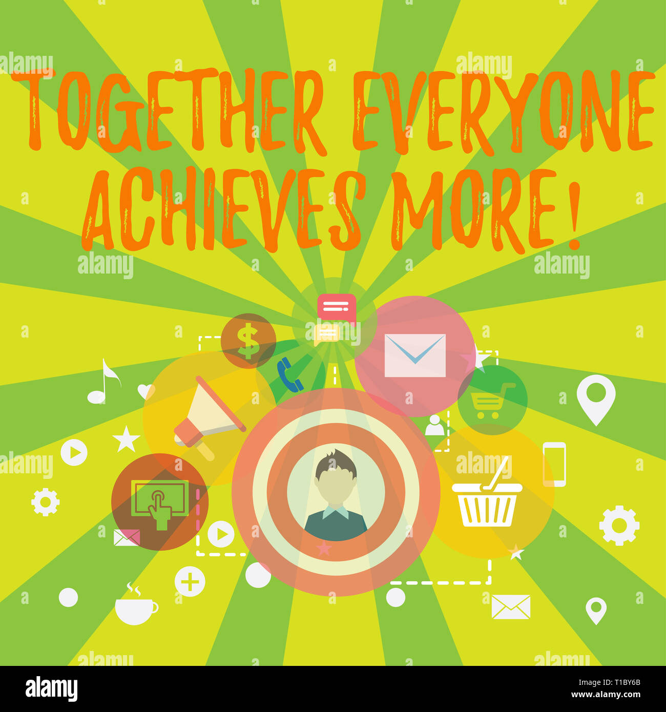 Conceptual hand writing showing Together Everyone Achieves More ...