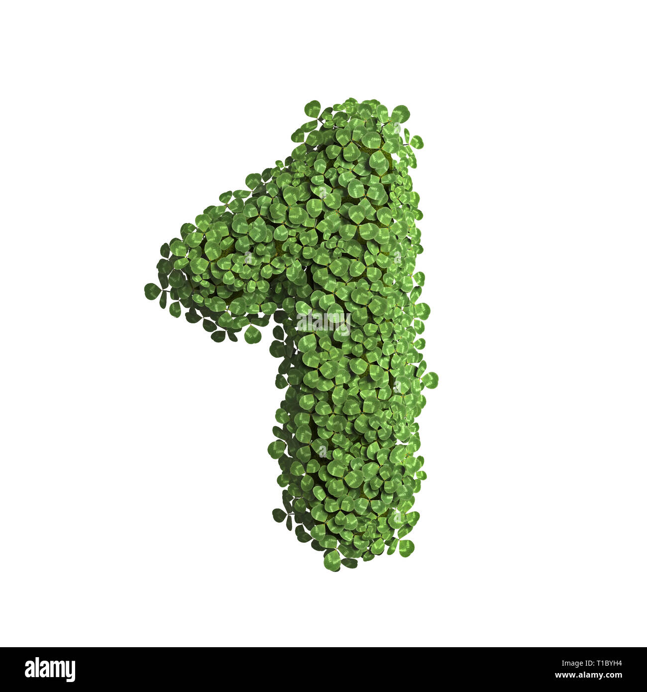 clover number 1 - 3d spring digit isolated on white background. This ...