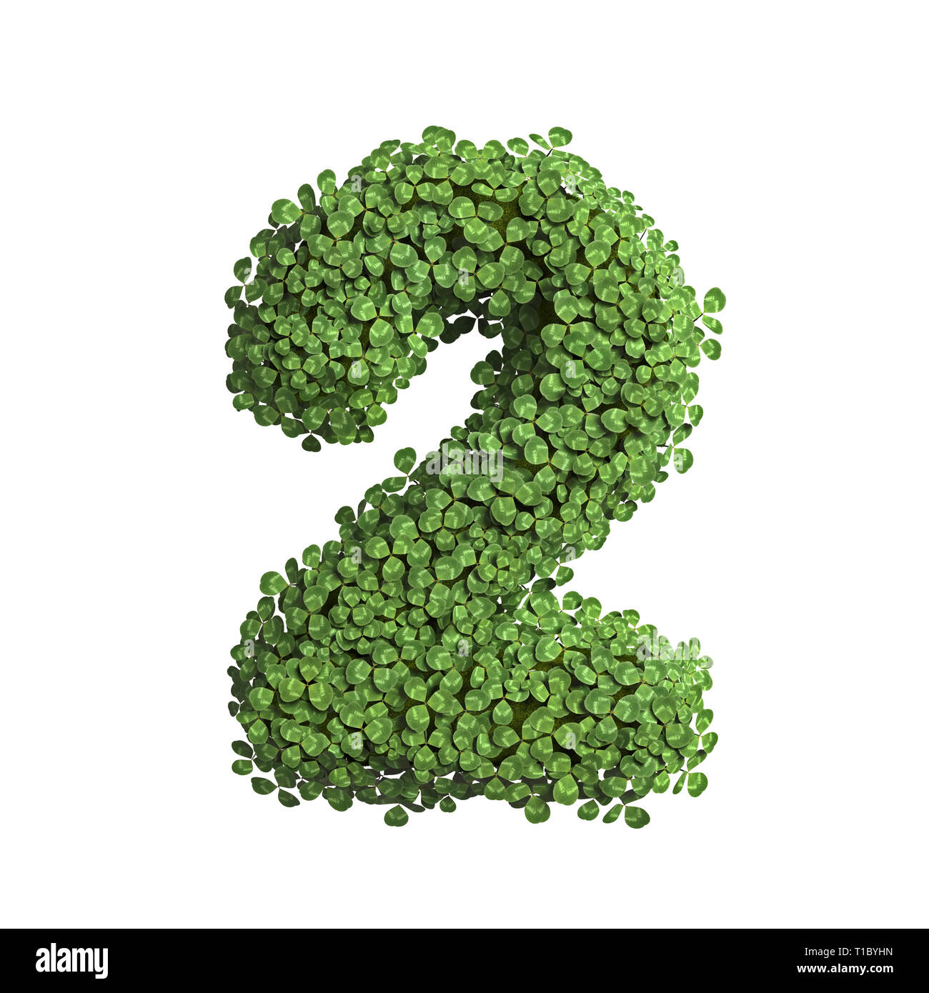 clover number 2 - 3d spring digit isolated on white background. This ...