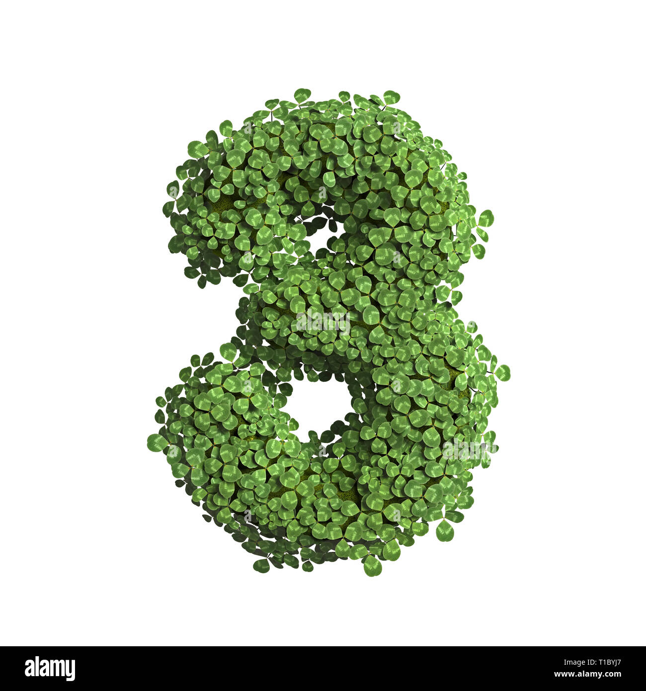 clover number 3 - 3d spring digit isolated on white background. This ...