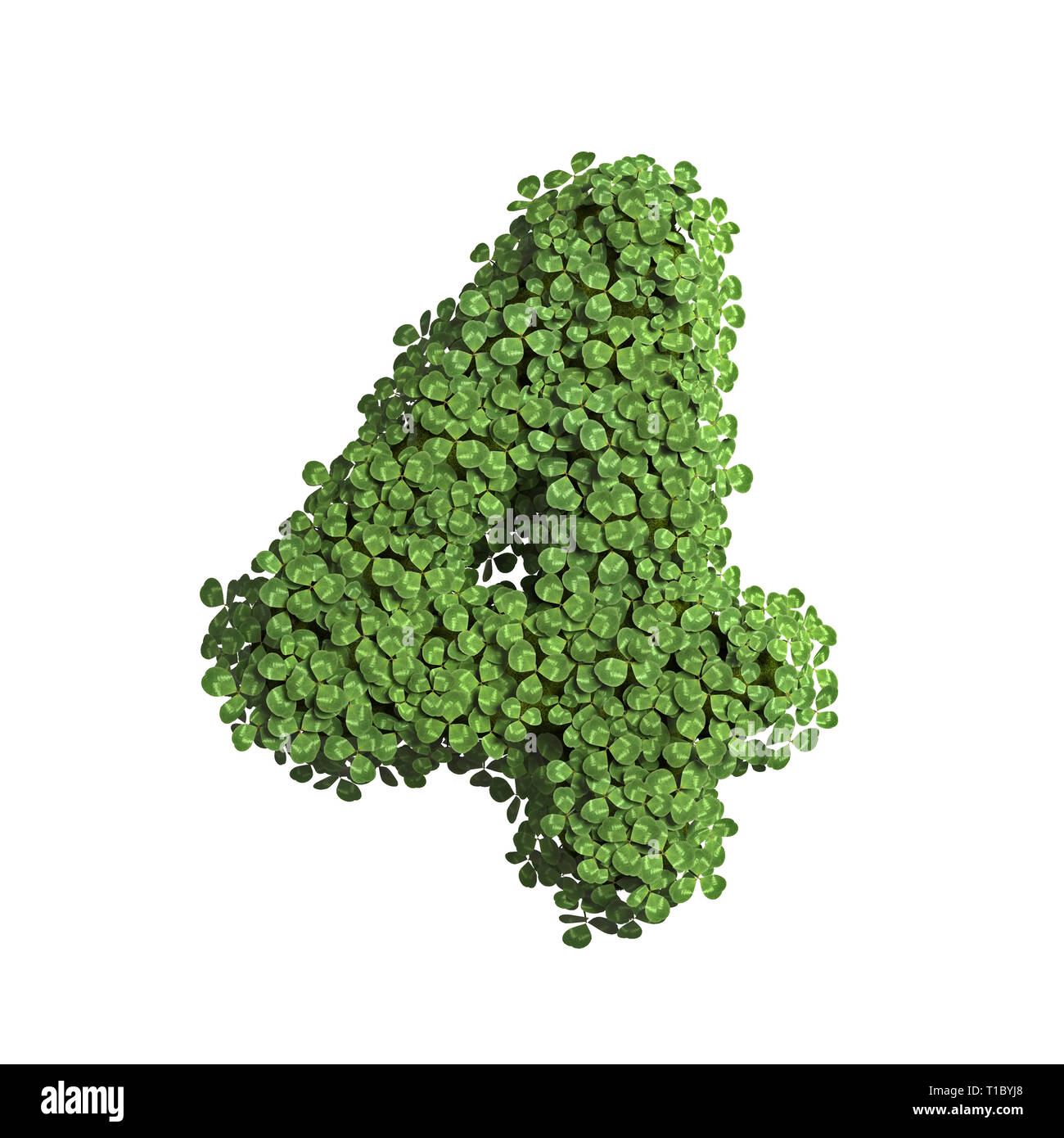 clover number 4 - 3d spring digit isolated on white background. This ...