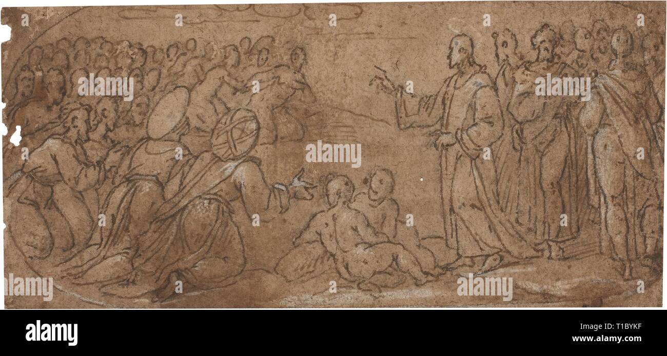 Anonymous / 'Christ preaching to the multitude'. Late XVI century. Wash ...