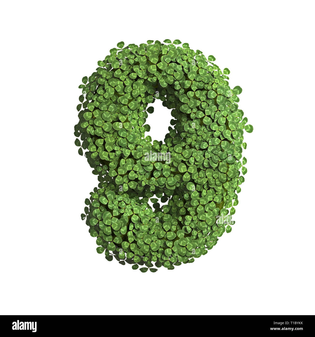 clover number 9 - 3d spring digit isolated on white background. This ...