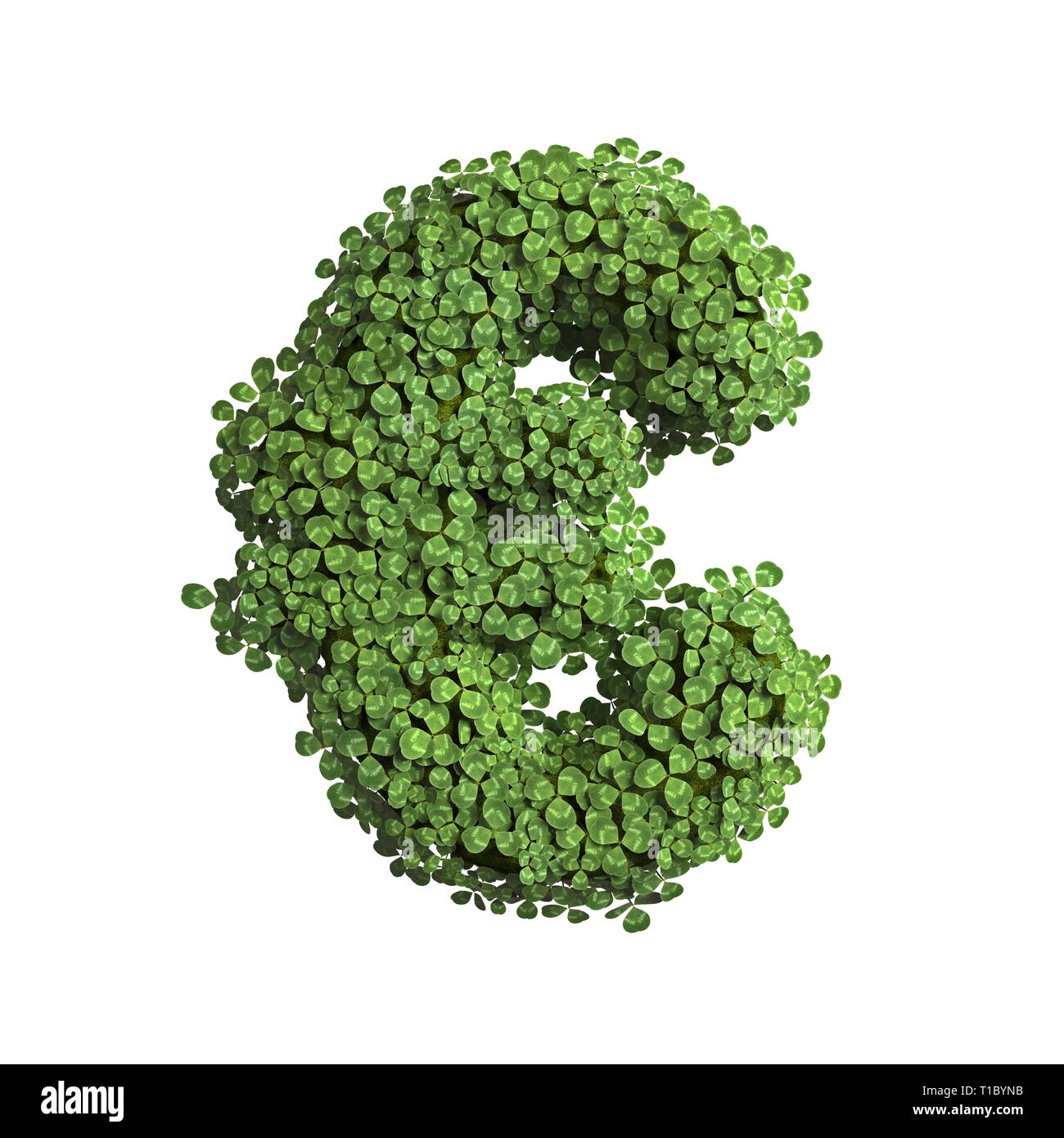 clover euro currency sign - 3d spring money symbol isolated on white ...