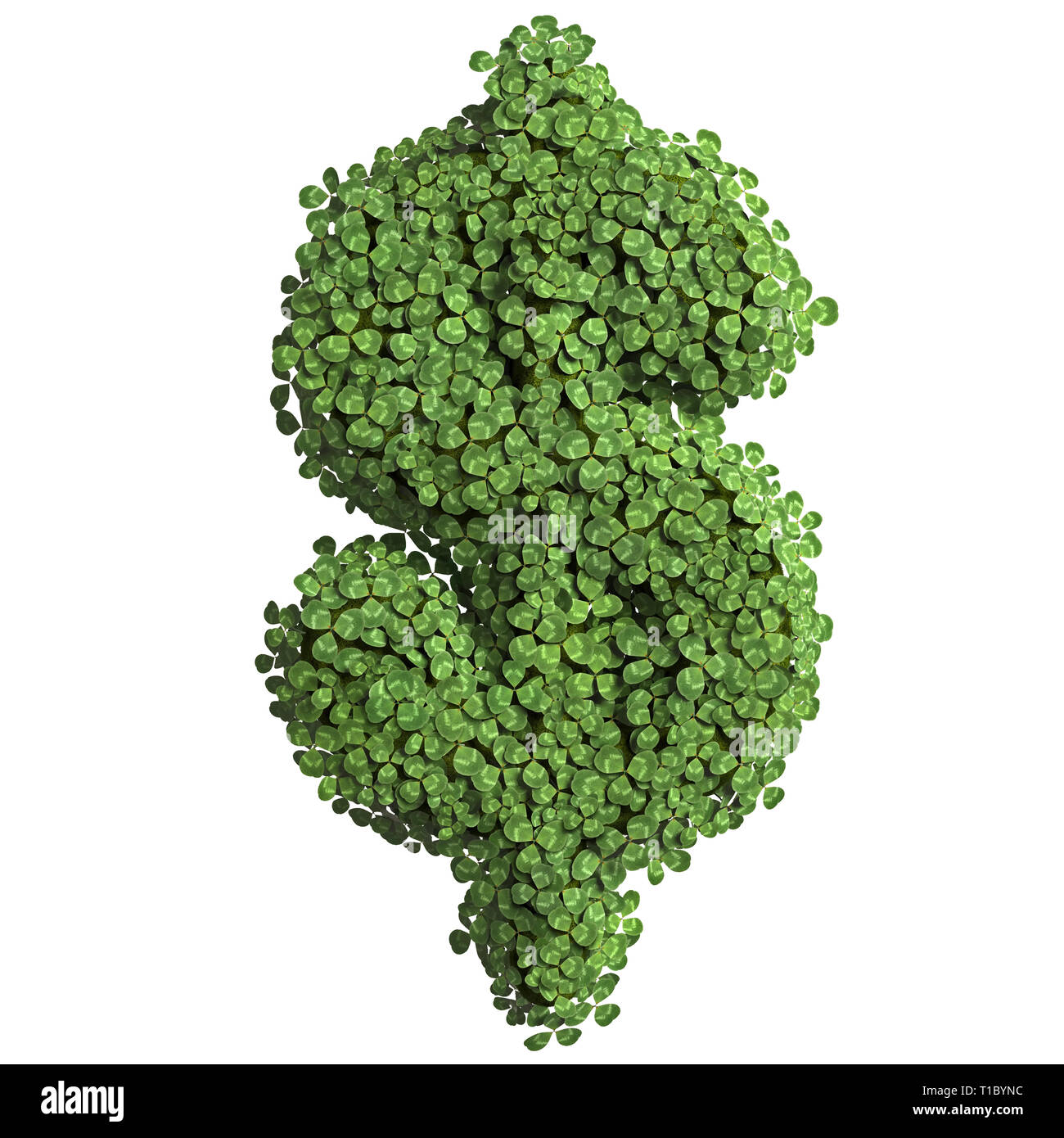 clover dollar currency sign - 3d spring business symbol isolated on ...