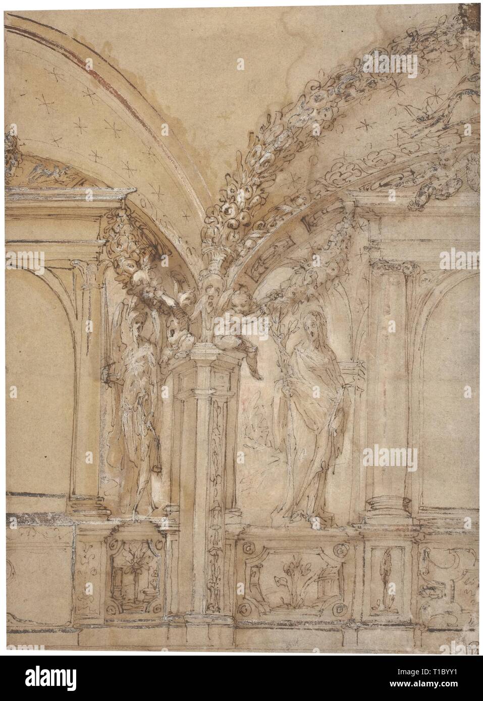 Giovanni de Vecchi / 'Architectural Elevation of an Interior, with Two ...