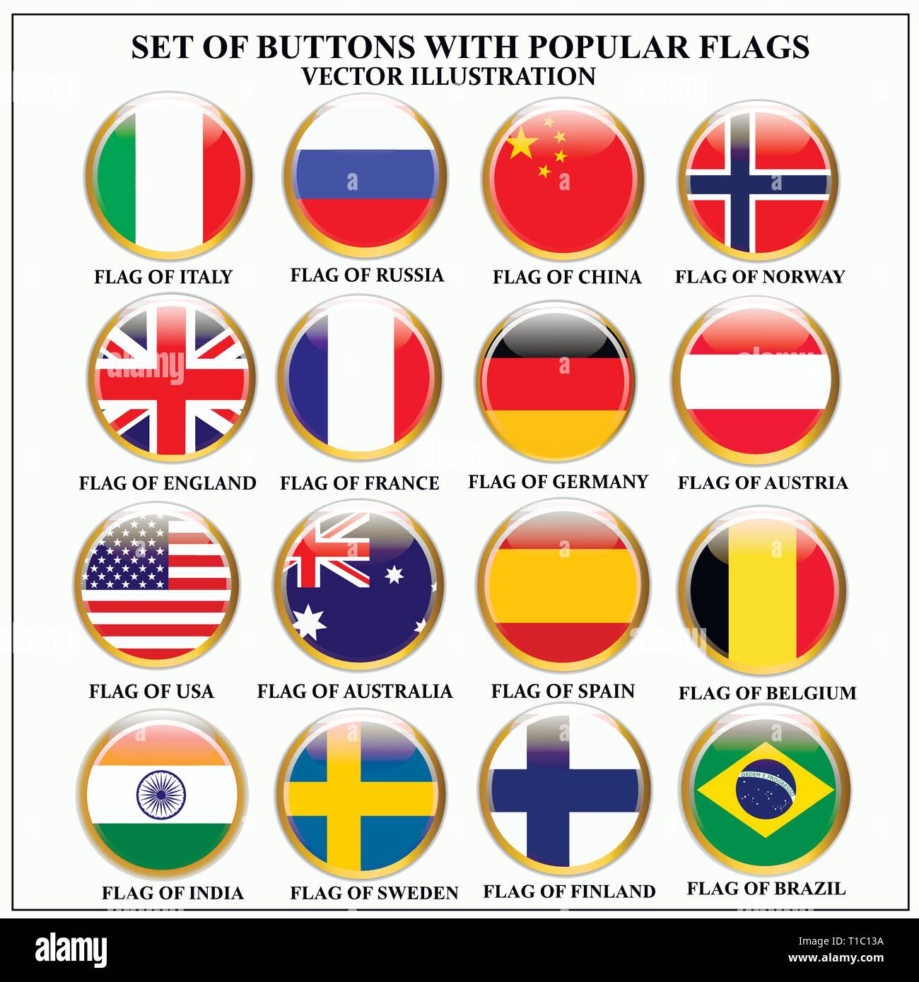 Bright set of banners with flags. Colorful illustration with flags of ...