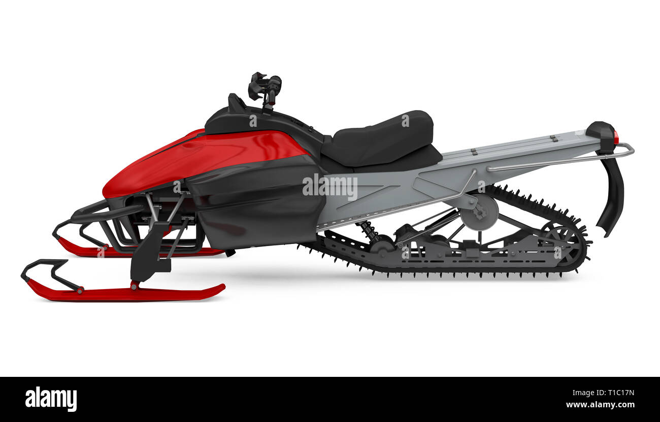 Red Snowmobile Isolated Stock Photo - Alamy