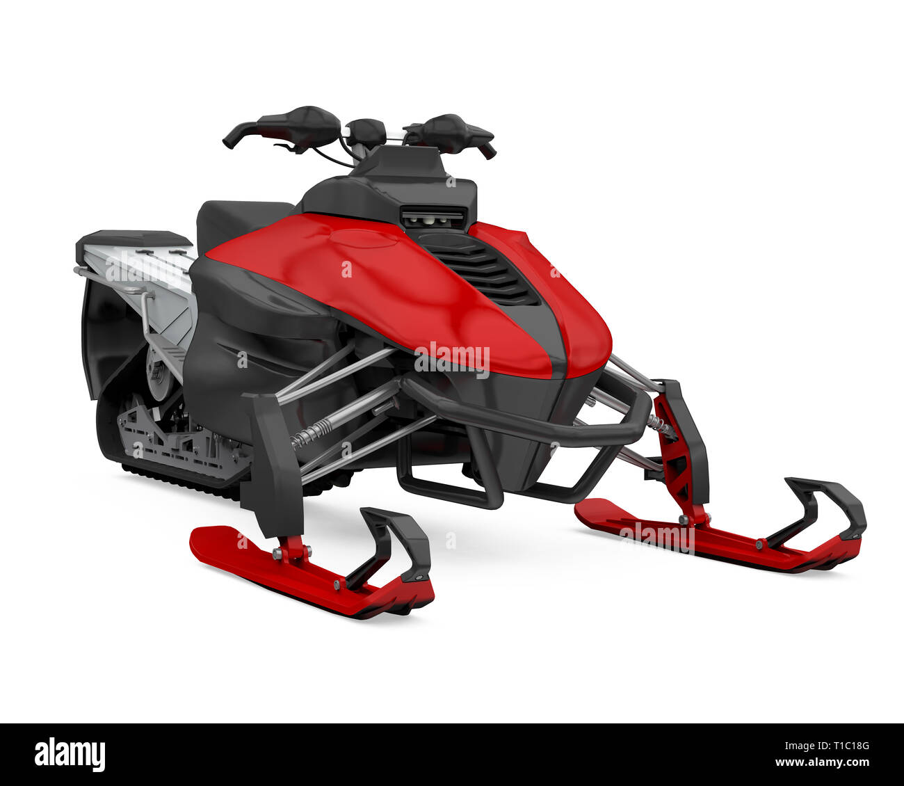 Red Snowmobile Isolated Stock Photo - Alamy