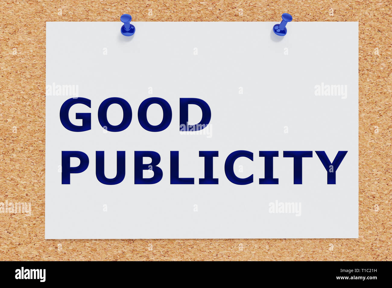 3D illustration of GOOD PUBLICITY on cork board Stock Photo - Alamy