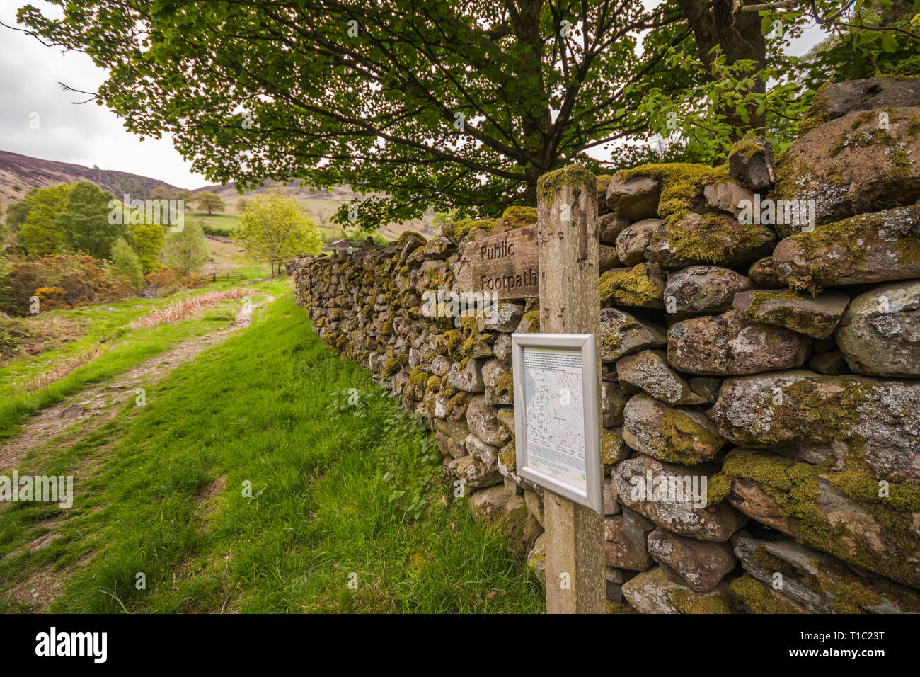 Sign post for directions of public footpath in the Keswick area at ...