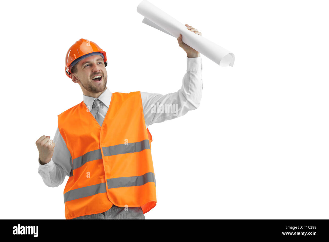 Construction worker working on a building site Cut Out Stock Images ...