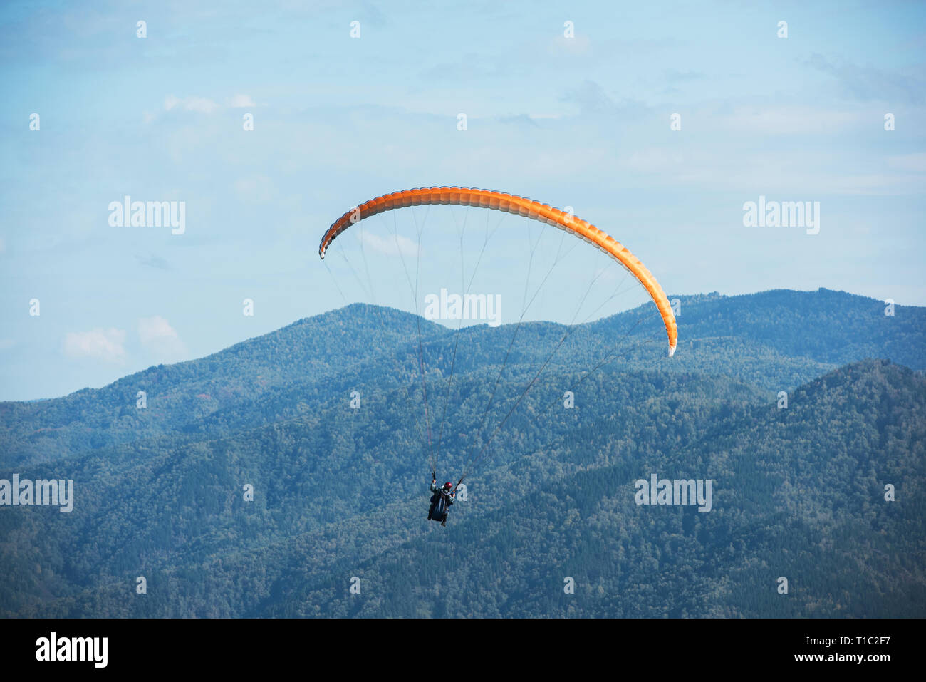 Paragliding in mountains Stock Photo - Alamy