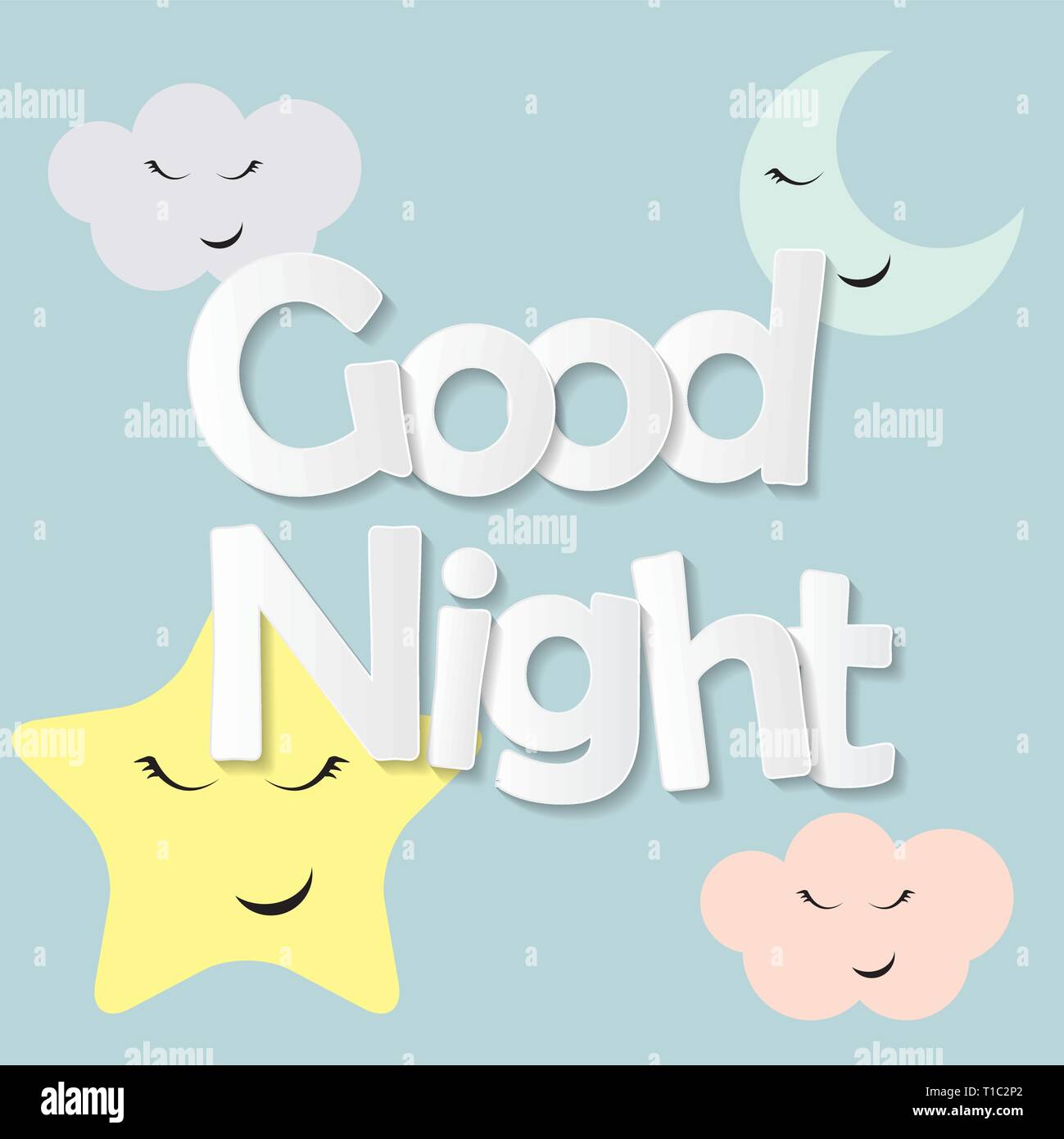 Cute Good Night kids Background Vector Illustration EPS10 Stock Vector ...