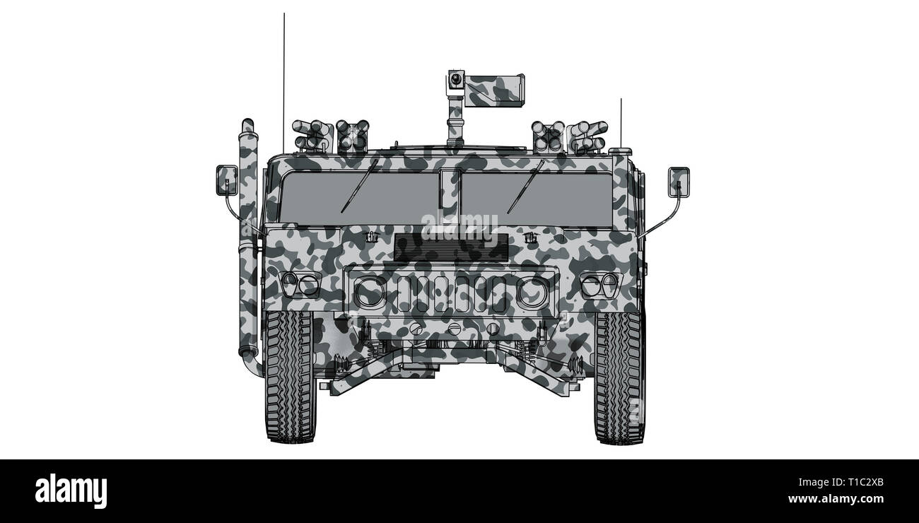 Humvee army hummer 3D render with camouflage Stock Photo - Alamy