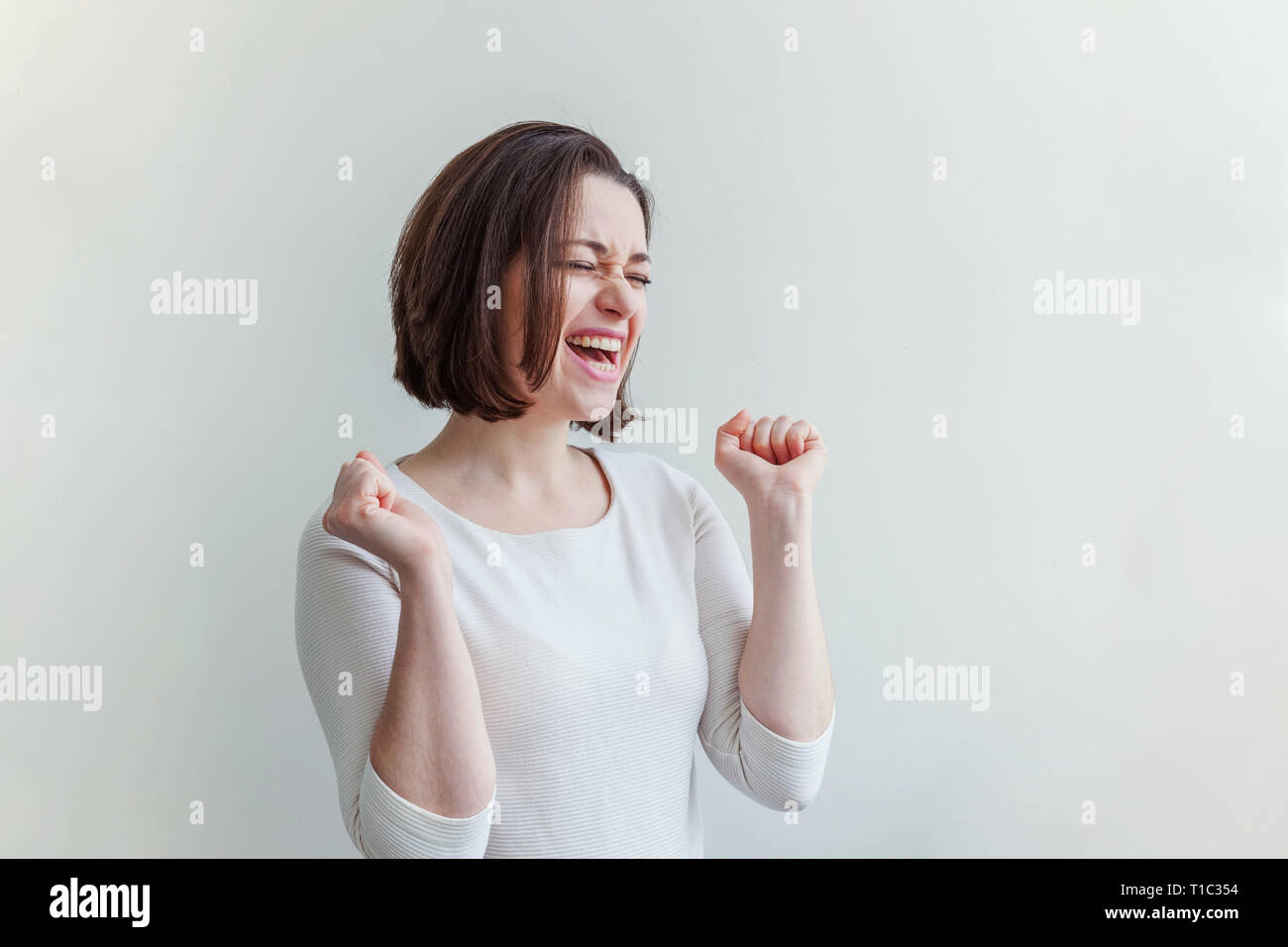 Happy girl smiling. Beauty portrait young happy positive laughing ...