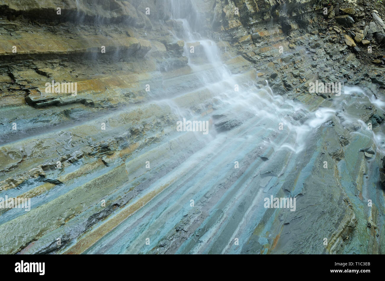 Natural texture. Cascade waterfall on the rock Stock Photo - Alamy