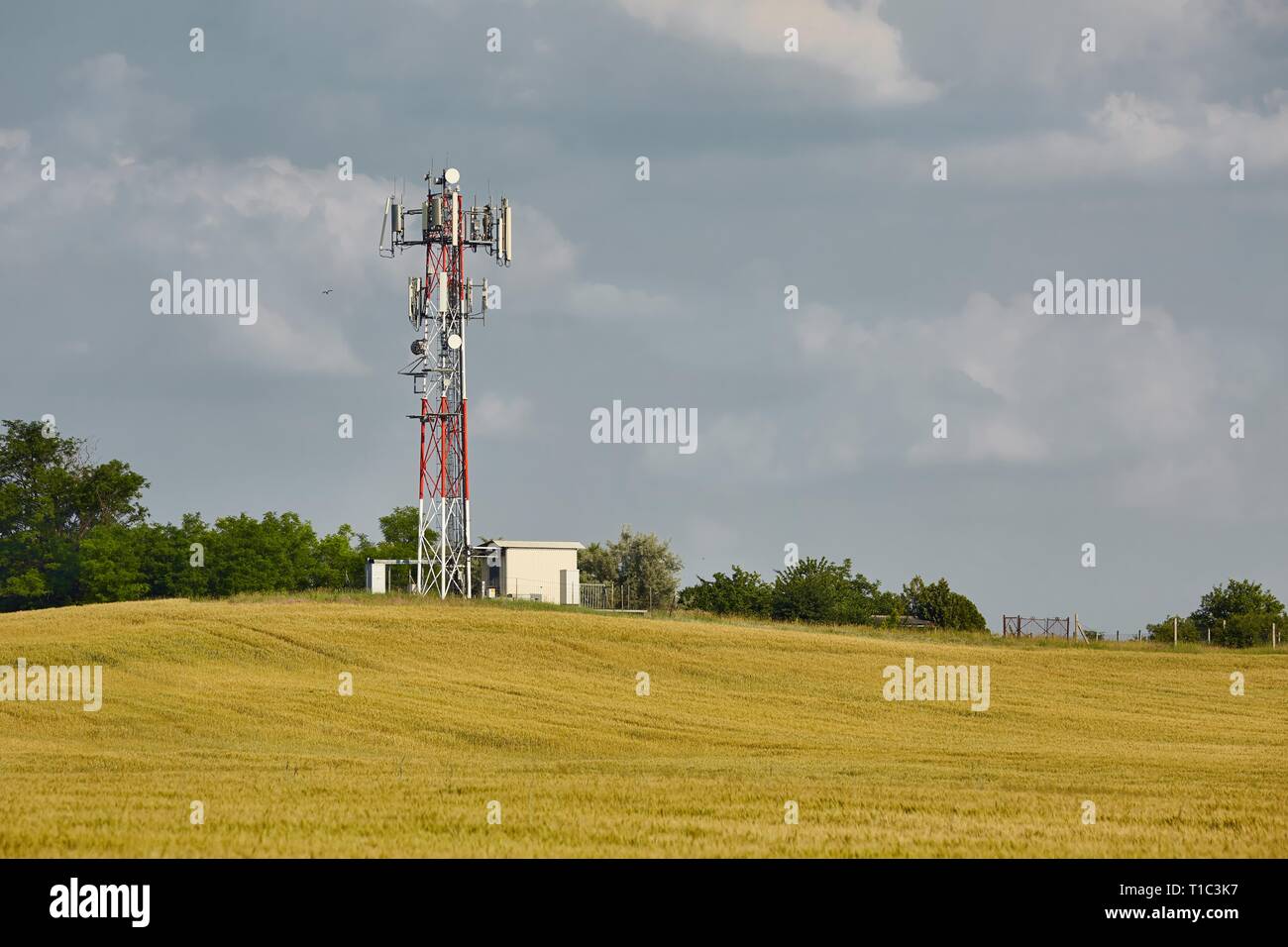 Transmitter towers on a hill Stock Photo - Alamy