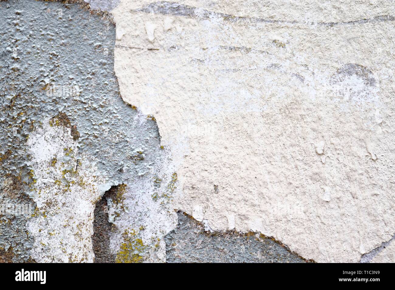 Close up detailed surface of weathered paint on different walls in high ...