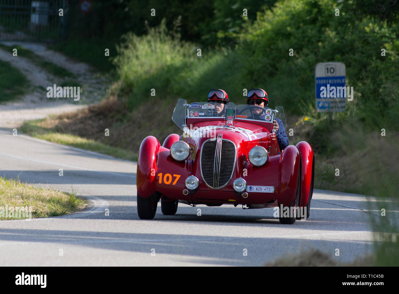 FIAT 1100 [508 C] SPORT 1937 on an old racing car in rally Mille Miglia ...