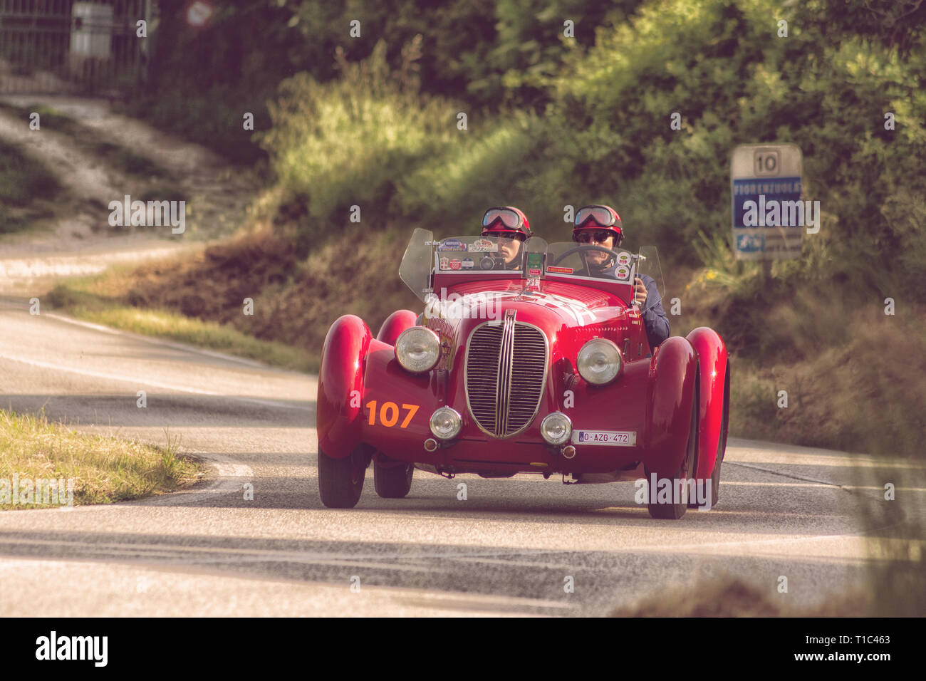 FIAT 1100 [508 C] SPORT 1937 on an old racing car in rally Mille Miglia ...