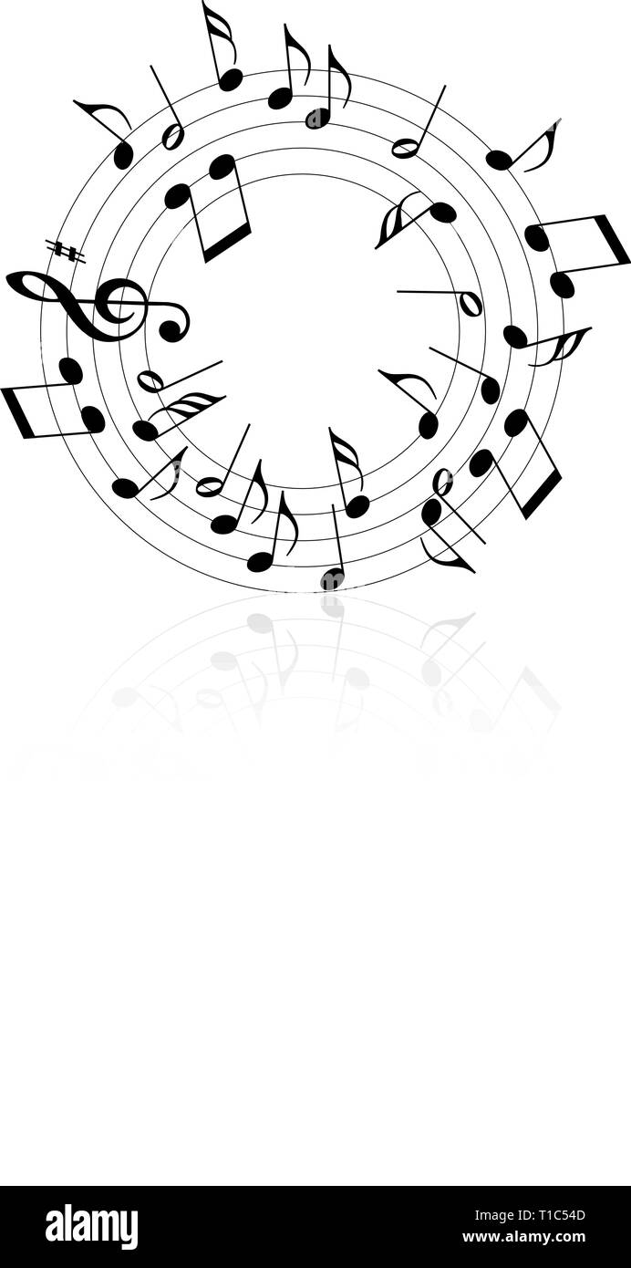 Music theme black notes on white background - circle Stock Vector Image ...