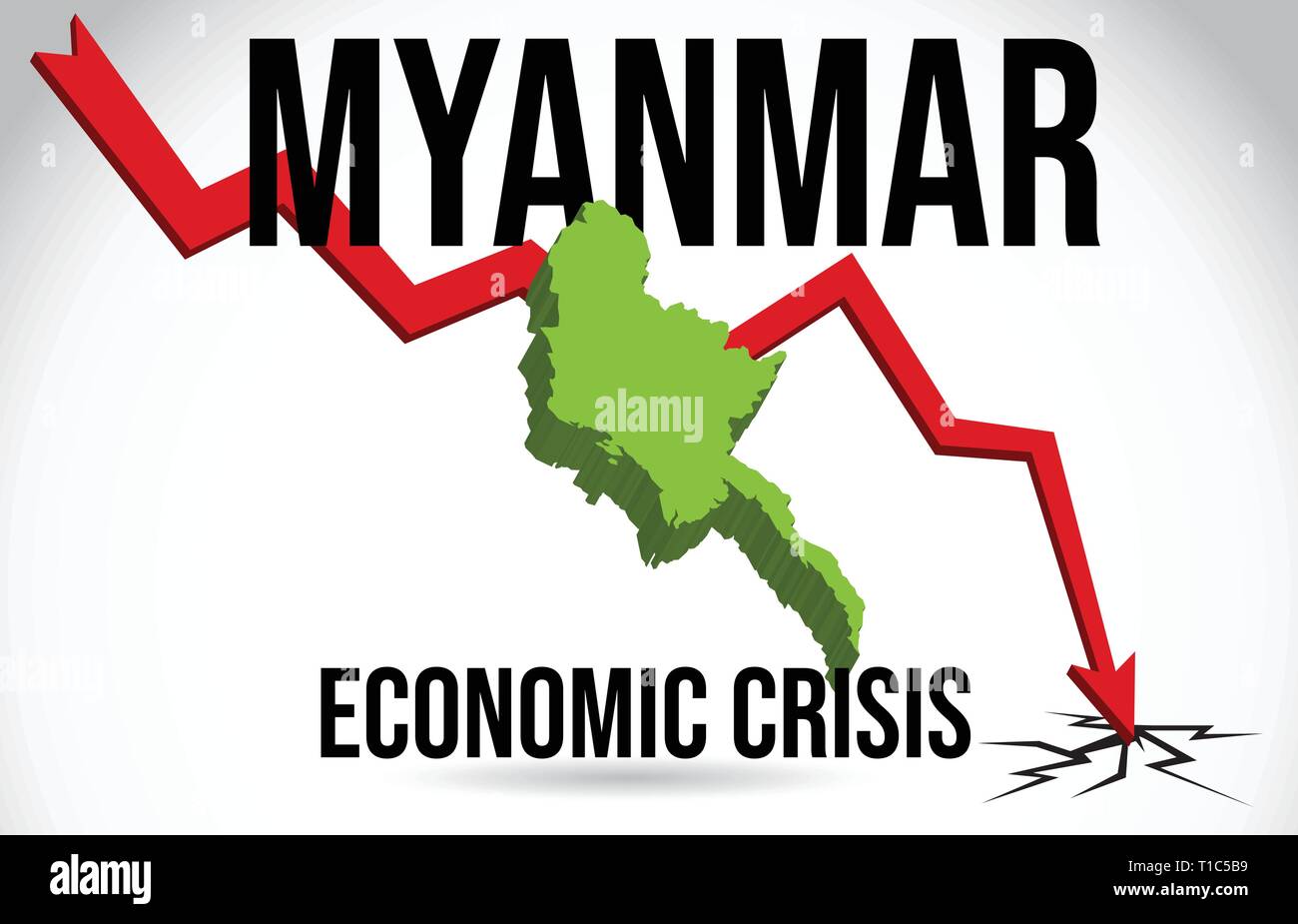 Myanmar Map Financial Crisis Economic Collapse Market Crash Global ...