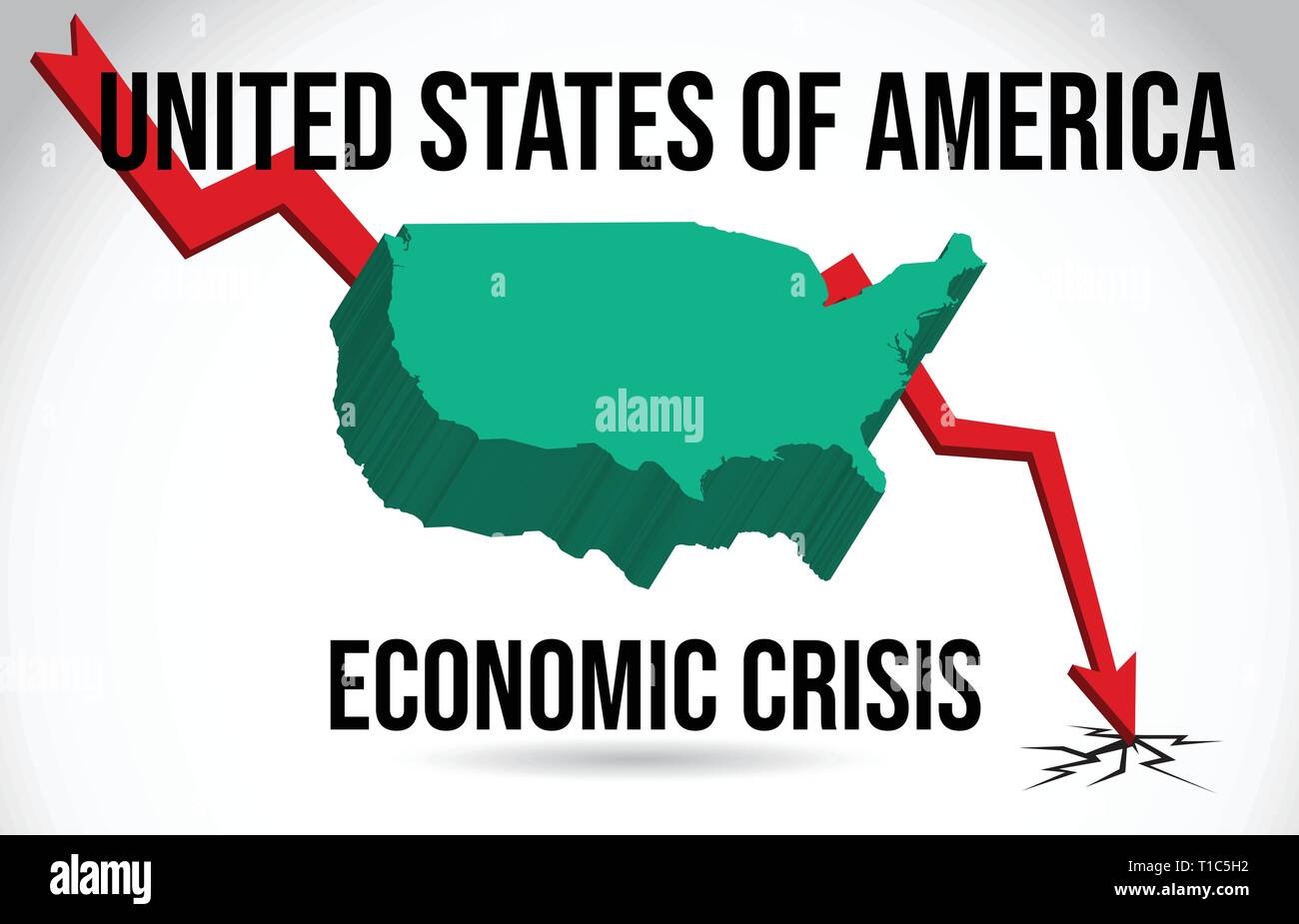 United States of America Map Financial Crisis Economic Collapse Market ...
