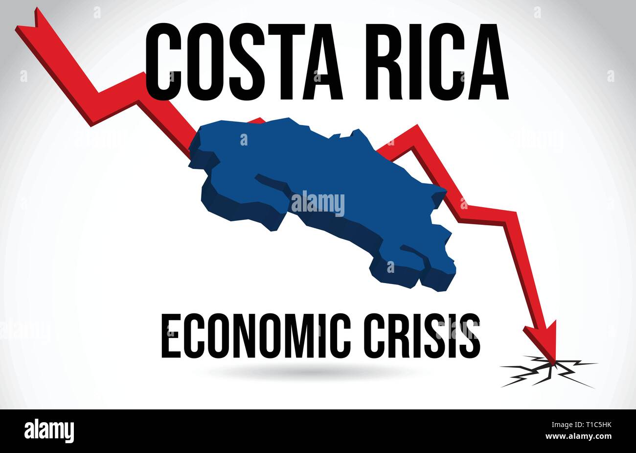 Costa Rica Map Financial Crisis Economic Collapse Market Crash Global ...