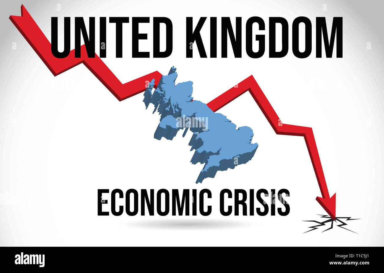 United Kingdom Map Financial Crisis Economic Collapse Market Crash ...