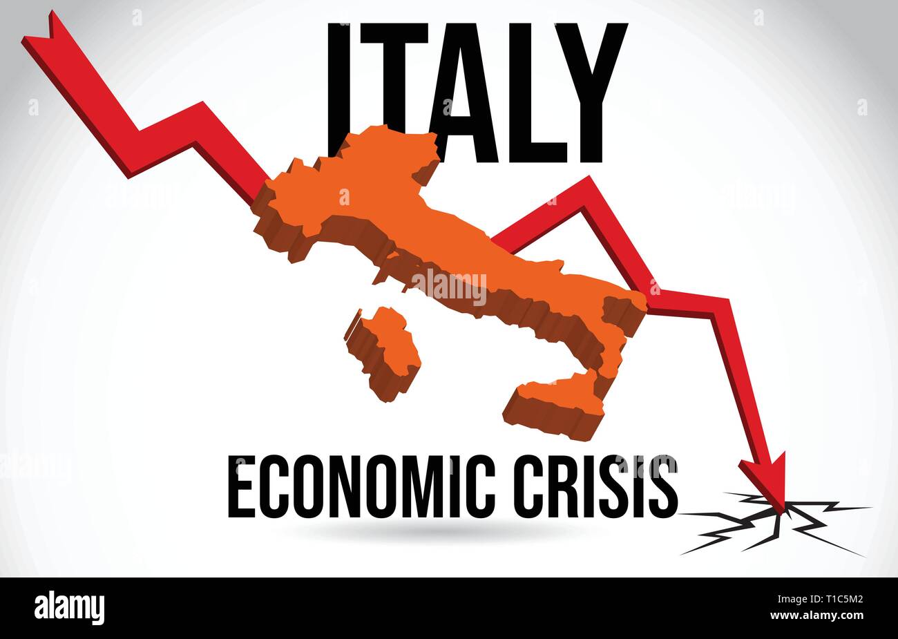 Italy Map Financial Crisis Economic Collapse Market Crash Global ...