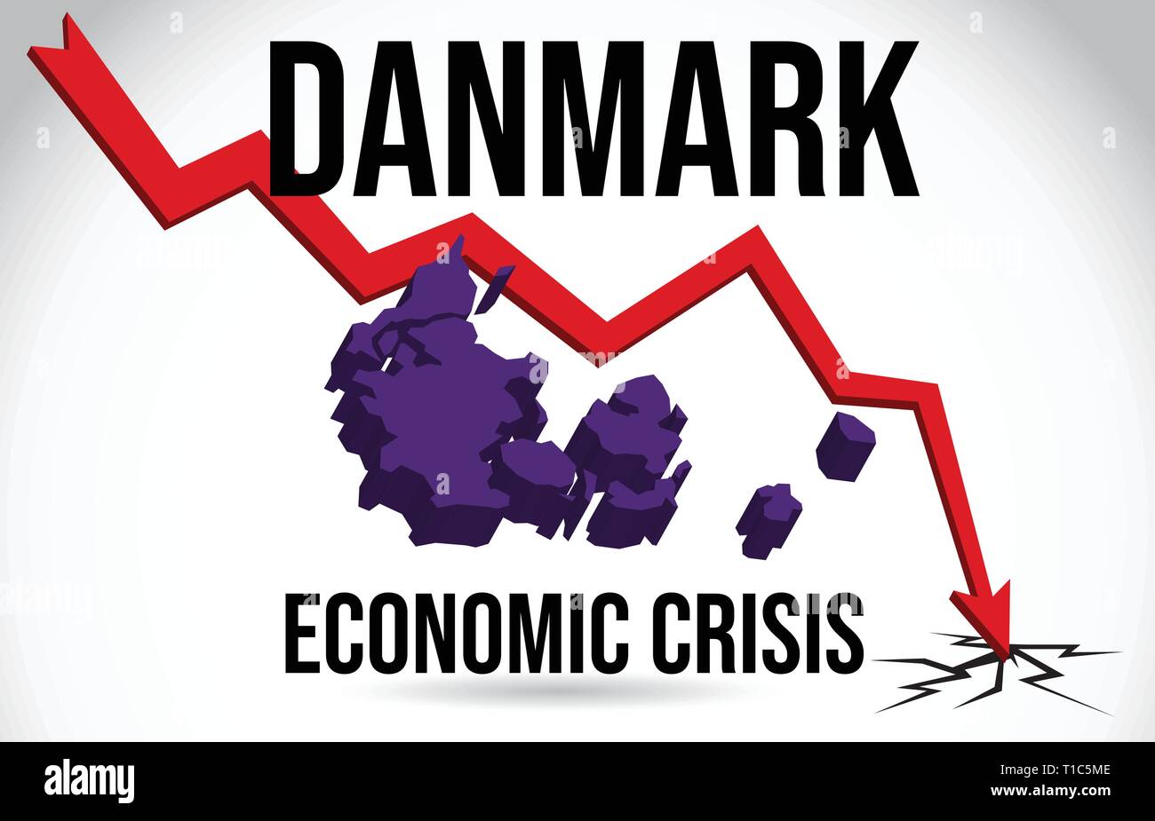 Danmark Map Financial Crisis Economic Collapse Market Crash Global ...