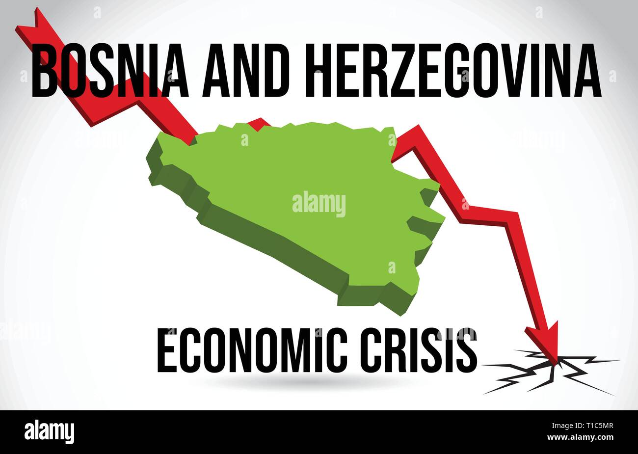 Bosnia and Herzegovina Map Financial Crisis Economic Collapse Market ...