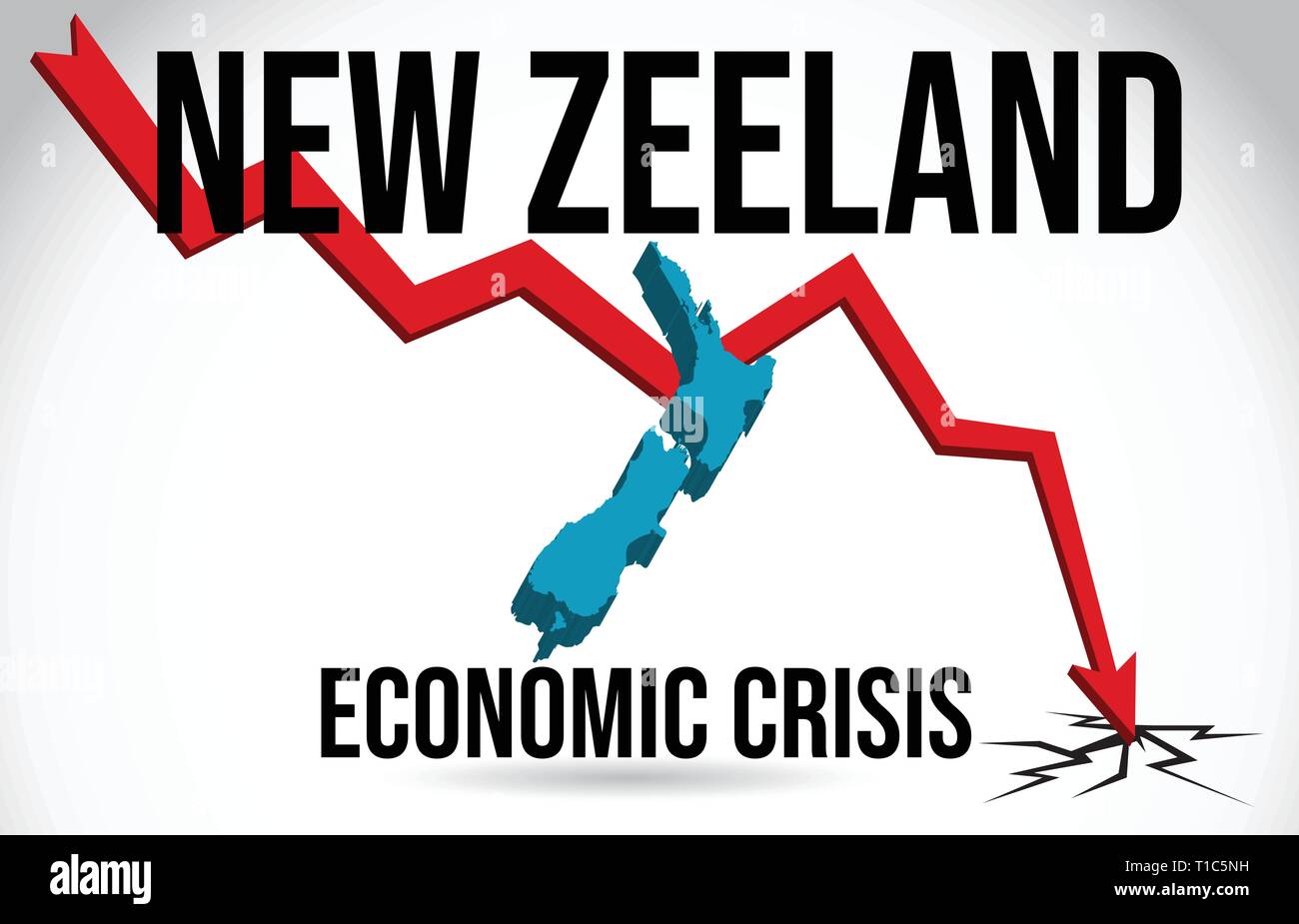 New Zeeland Map Financial Crisis Economic Collapse Market Crash Global ...